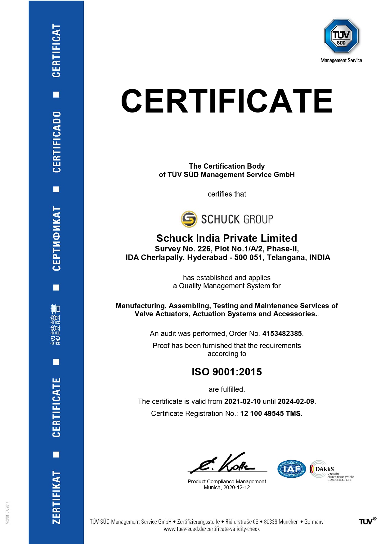 Quality - schuckindia